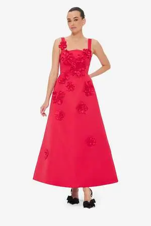 LEO LIN SHOPIFY Rianne Floral Appliqué Maxi Dress - Rosa