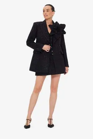 LEO LIN SHOPIFY Jazlyn Tweed Blazer With Floral Embellishment
