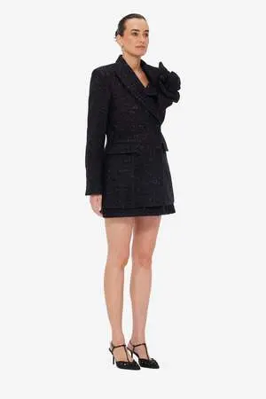 LEO LIN SHOPIFY Jazlyn Tweed Blazer With Floral Embellishment