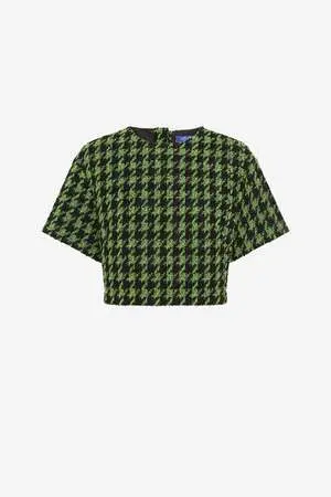 LEO LIN Indie Tweed Cropped Top - Houndstooth