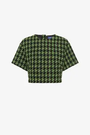 LEO LIN SHOPIFY Indie Tweed Cropped Top - Houndstooth