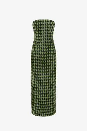LEO LIN SHOPIFY Rayna Tweed Bustier Maxi Dress - Houndstooth