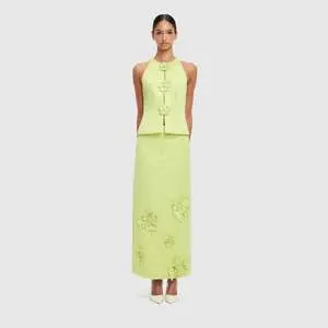 LEO LIN Olivia Petal Maxi Skirt - Chartreuse