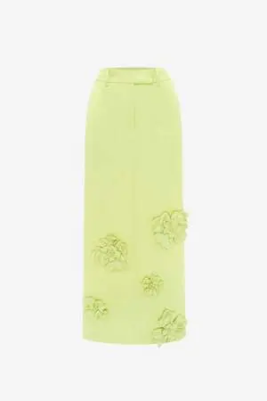 LEO LIN SHOPIFY Olivia Petal Maxi Skirt - Chartreuse
