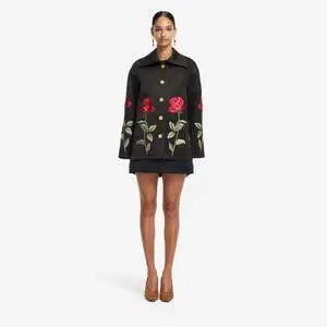 LEO LIN Embellished Rose Jacket - Ebony