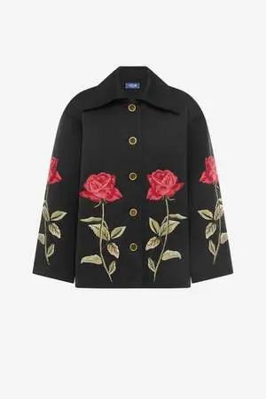 LEO LIN Embellished Rose Jacket - Ebony