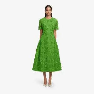 LEO LIN Caroline Lace Short Sleeve Midi Dress - Fern