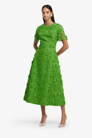 LEO LIN SHOPIFY Caroline Lace Short Sleeve Midi Dress