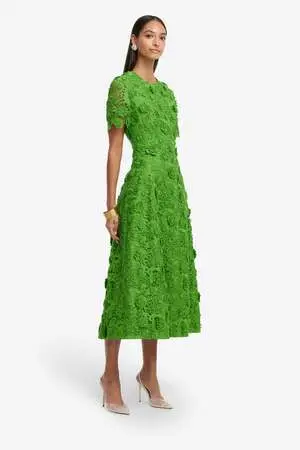 LEO LIN SHOPIFY Caroline Lace Short Sleeve Midi Dress