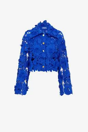 LEO LIN Robyn Lace Shirt - Lapis