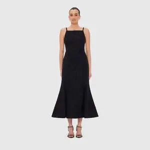 LEO LIN Regina Tweed Midi Dress - Ebony