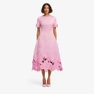LEO LIN Appliqué Midi Dress
