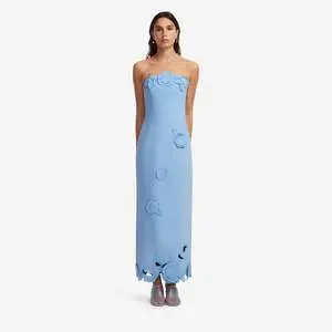 LEO LIN Rayna Appliqué Bustier Maxi Dress - Pastel Blue