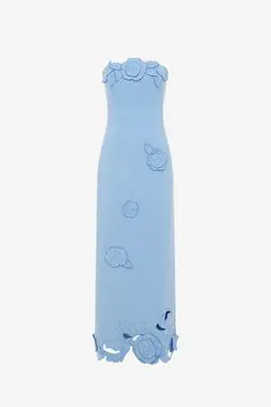 LEO LIN Rayna Appliqué Bustier Maxi Dress - Pastel Blue
