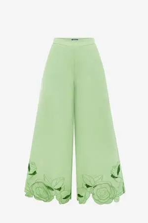 LEO LIN Theodora Appliqué Wide-leg Pants