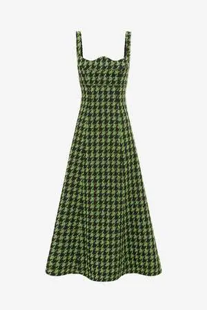 LEO LIN Odette Tweed Midi Dress - Houndstooth