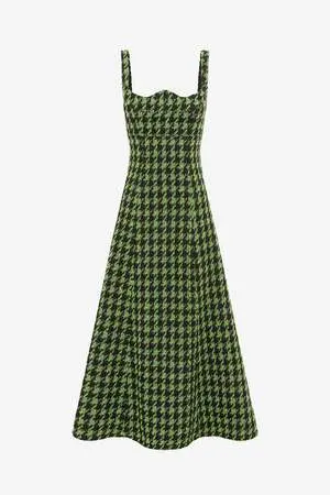 LEO LIN SHOPIFY Leo Lin Odette Tweed Midi Dress Houndstooth