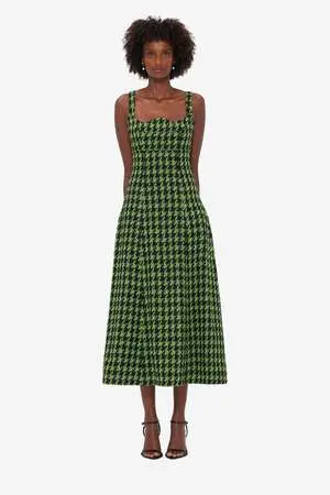 LEO LIN SHOPIFY Odette Tweed Midi Dress - Houndstooth