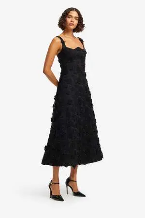 LEO LIN Odette Lace Midi Dress - Ebony