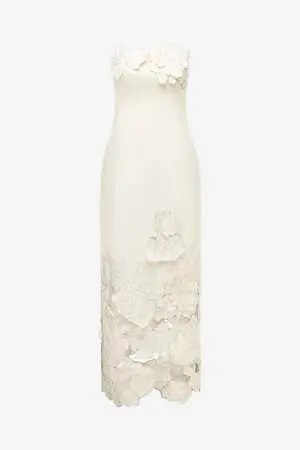 LEO LIN SHOPIFY Rayna Appliqué Bustier Maxi Dress - Vanilla