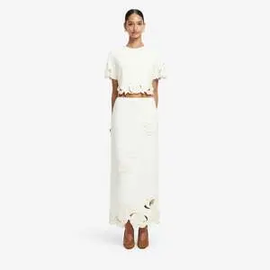 LEO LIN Kyra Appliqué Maxi Skirt - Vanilla
