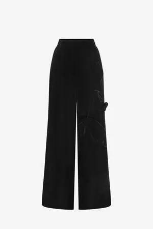 LEO LIN Elisha Velvet Wide Leg Pants - Ebony