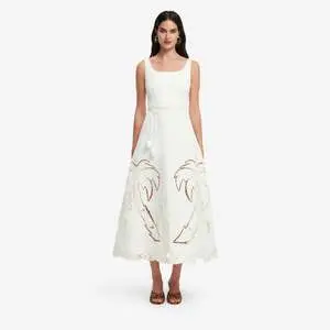 LEO LIN Serafina Palm Maxi Dress - Vanilla