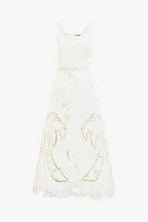 LEO LIN Serafina Palm Maxi Dress - Vanilla