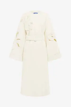 LEO LIN SHOPIFY Celestine Appliqué Wool Coat - Snow