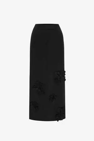 LEO LIN Olivia Petal Maxi Skirt - Ebony