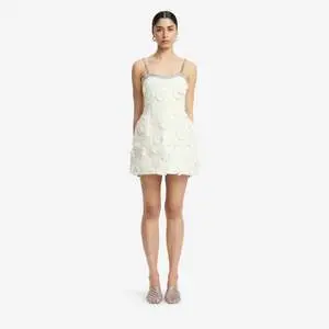 LEO LIN Sophia Embellished Lace Mini Dress - Snow