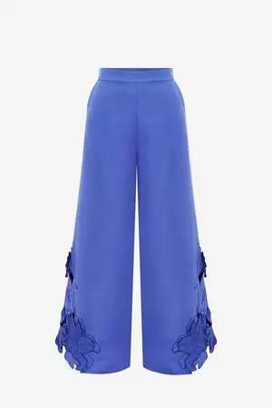 LEO LIN Theodora Appliqué Wide-leg Pants