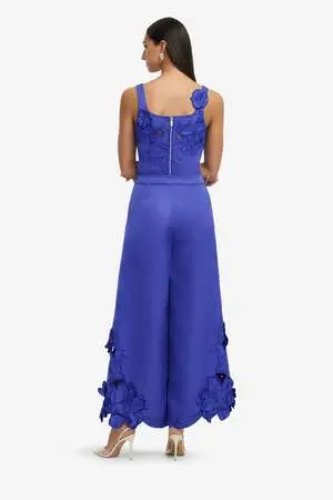 LEO LIN SHOPIFY Theodora Appliqué Wide-leg Pants - Lapis