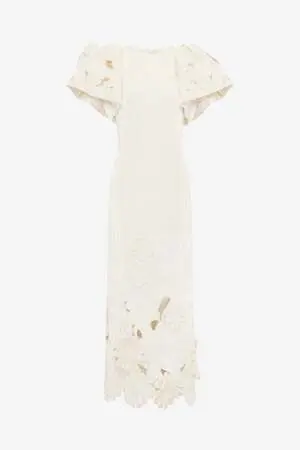LEO LIN SHOPIFY Lucinda Velvet Appliqué Maxi Dress - Snow