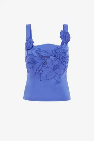 LEO LIN Isadora Appliqué Top - Lapis
