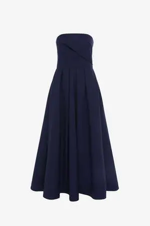 LEO LIN Strapless Bustier Midi Dress - Indigo