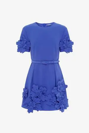 LEO LIN Aurelie Floral Appliqué Mini Dress - Lapis