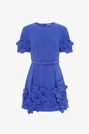 LEO LIN SHOPIFY Aurelie Floral Appliqué Mini Dress - Lapis