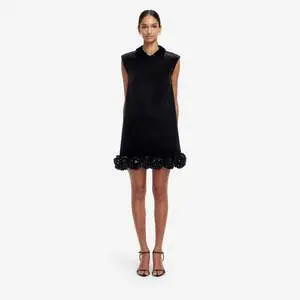 LEO LIN Velvet Embellished Mini Dress