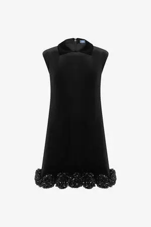 LEO LIN Velvet Embellished Mini Dress