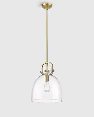 Quince Minimalist Glass Bell Pendant Light Brass