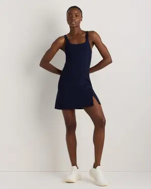 Quince Power-up Square Neck Dress - Deep Navy