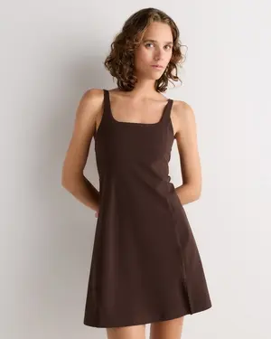 Quince Power-up Square Neck Dress - Espresso