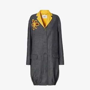Fendi Tailored Midi Overcoat With Ajour Motif - Blue