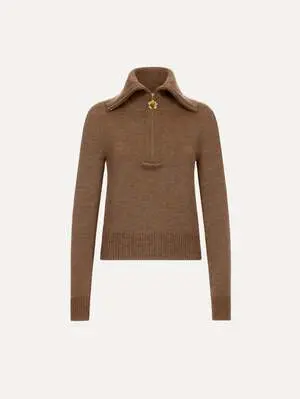 Oscar De La Renta Double Collar Half-zip Pullover