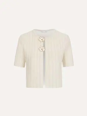 Oscar De La Renta Cropped Cardigan With Embellished Buttons