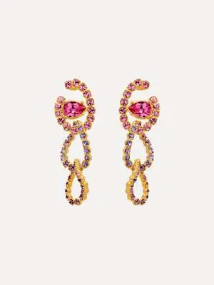 Oscar De La Renta Rhinestone Chain-link Clip-on Earrings - One-color