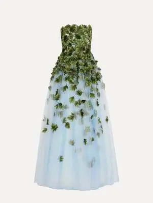 Oscar De La Renta Maple Leaf Appliqué Gown