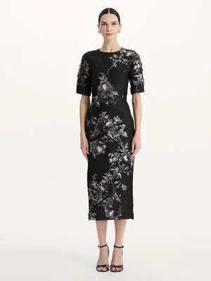 Oscar De La Renta Fil Coupé Peony Dress