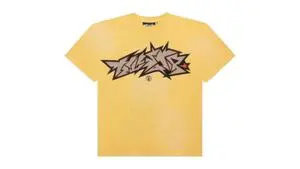 HELLSTAR Cracked Logo Print T-shirt - Yellow